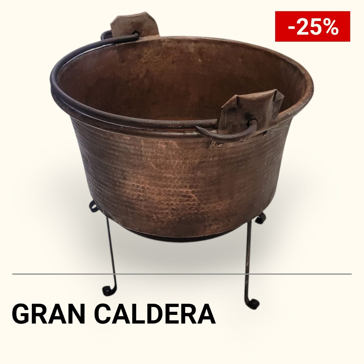 Gran Caldero de Cobre Antiguo con Asas – Pieza Única y Exclusiva